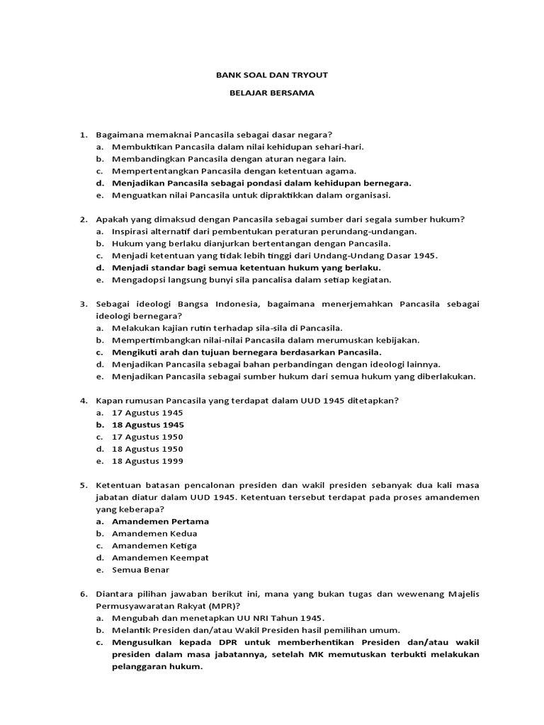 Belajar Bersama Bank Soal | PDF