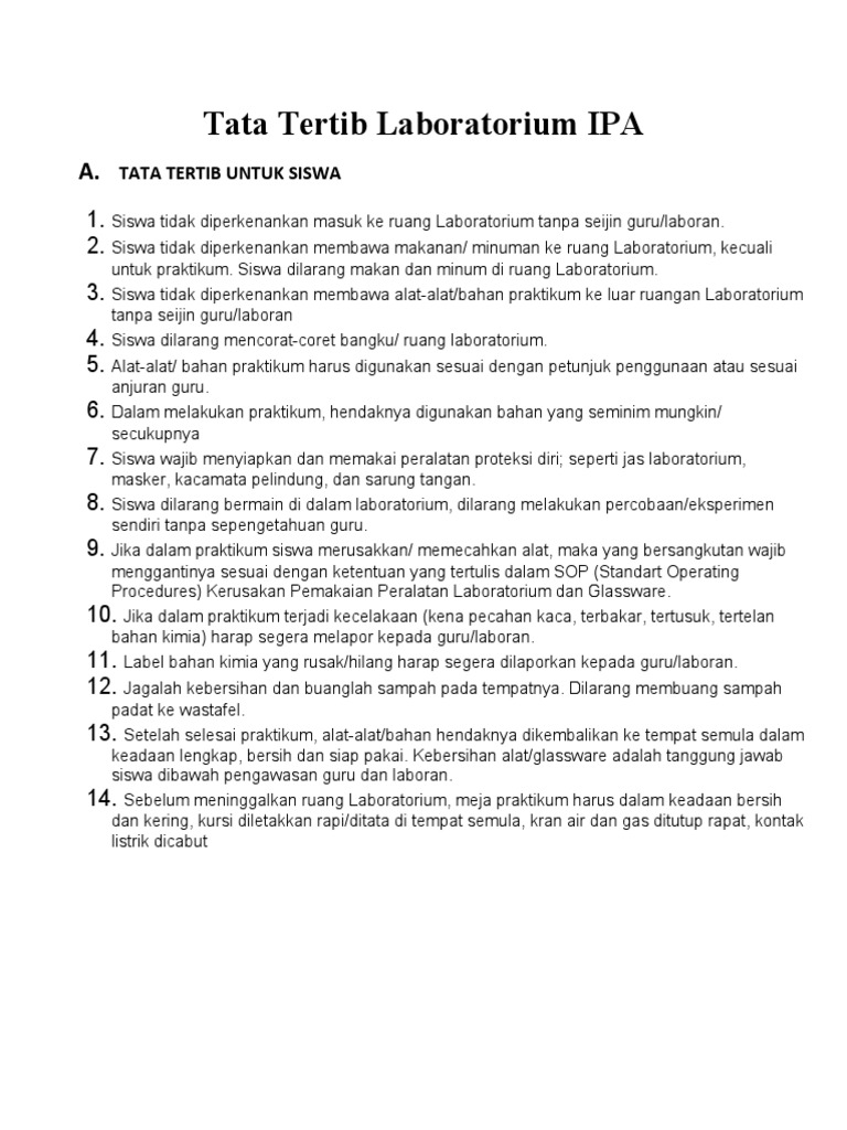 Tata Tertib Laboratorium IPA | PDF