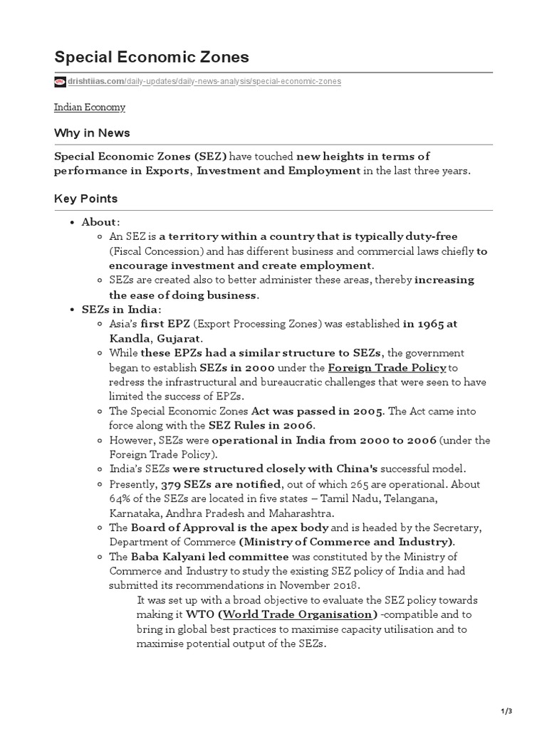 Special Economic Zones | PDF | Trade | International Trade