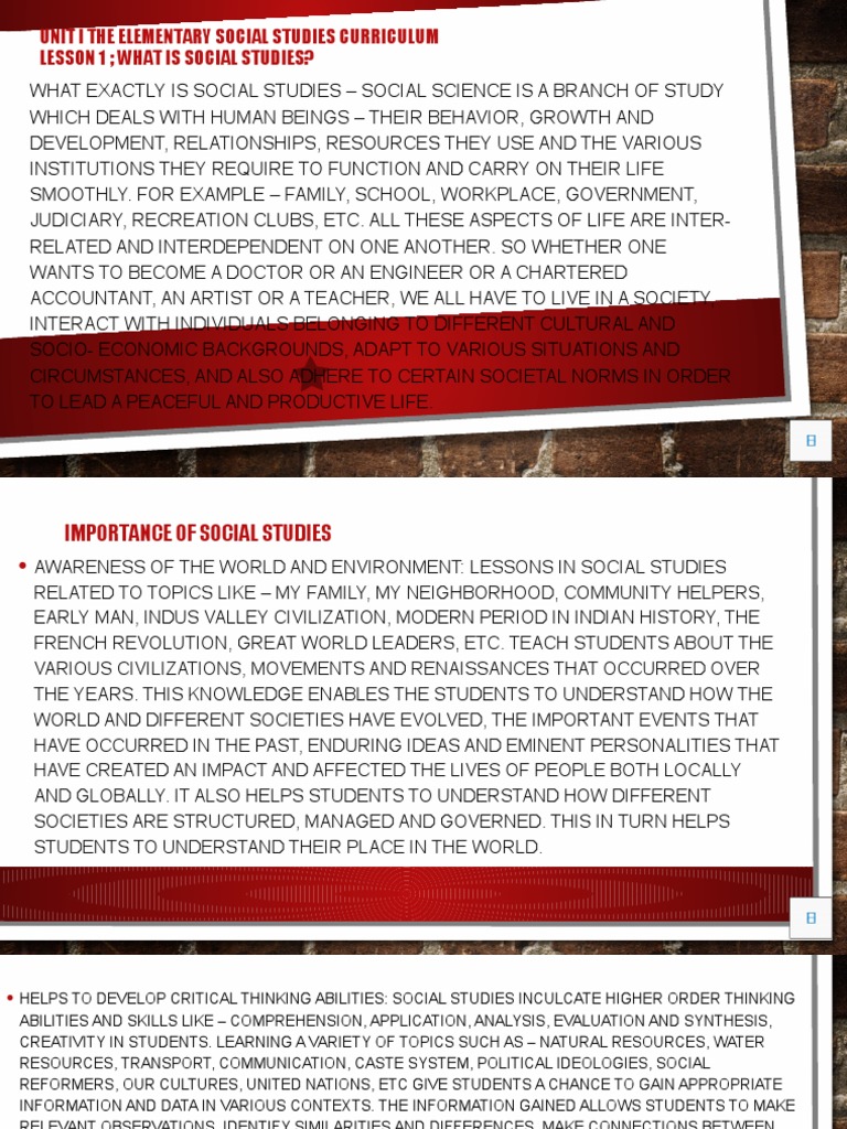 Elementary Social Studies Curriculum Overview | PDF | Curriculum ...