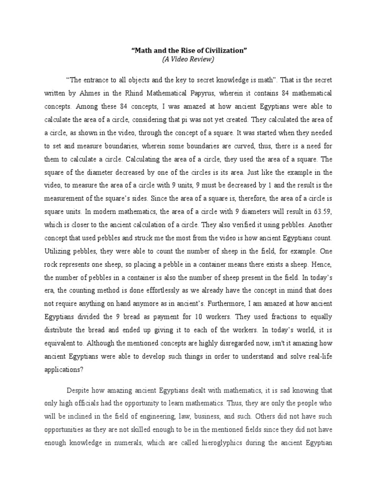 Ancient Egyptian Math and Civilization | PDF | Area | Mathematics