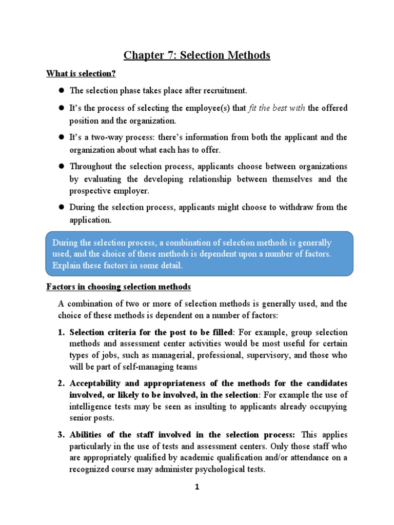 B203B Week 2 Chapter 7 Selection | PDF | Job Interview | Recruitment