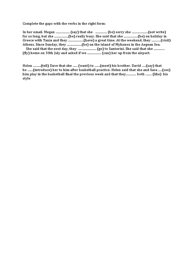 Complete The Gaps With The Verbs in The Right Form | PDF