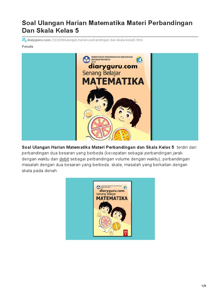 Soal Ulangan Harian Matematika Materi Perbandingan Dan Skala Kelas 5 | PDF