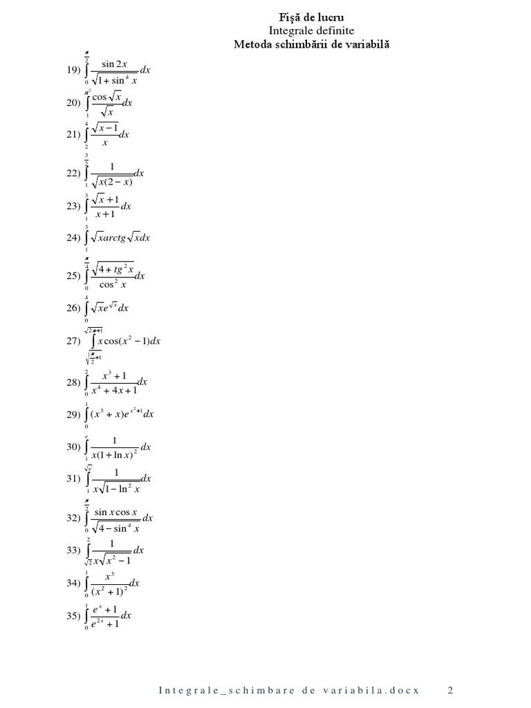 Integrale - Schimbare de Variabila - 02 | PDF