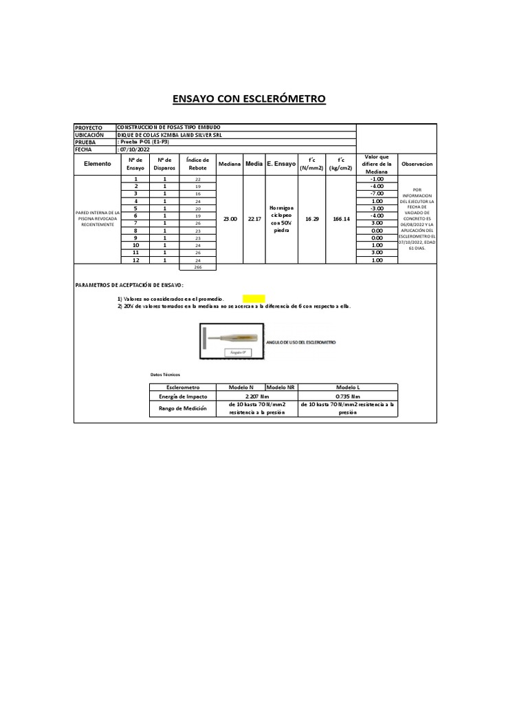 Excel Esclerometro | PDF | Hormigón