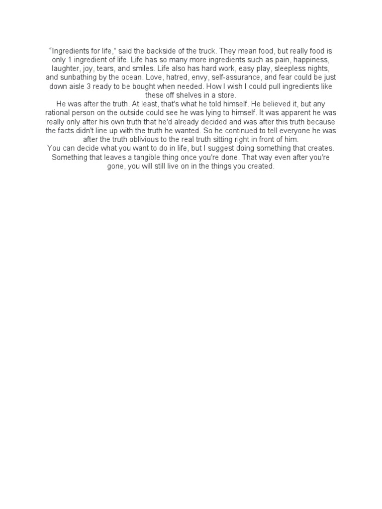Ingredients For Life | PDF