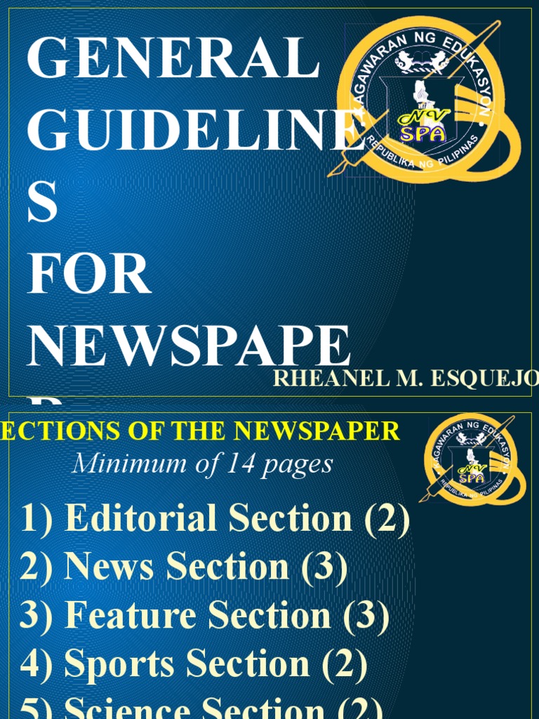 School Paper Management SECTIONS Guidelines | PDF | News | Page Layout