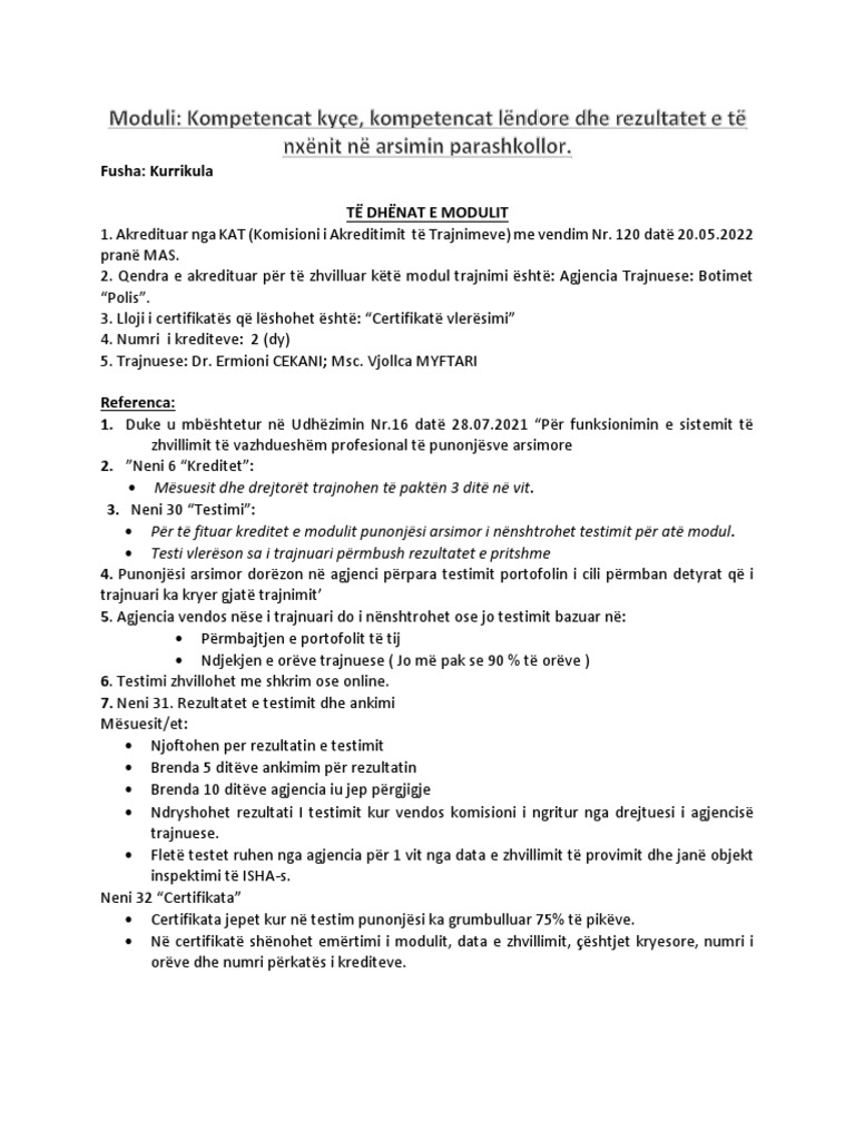 Kompetencat Kyçe | PDF