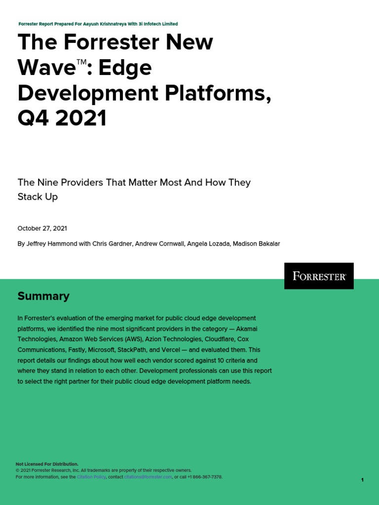 The Forrester New Wave™ - Edge Development Platforms, Q4 2021 | PDF ...