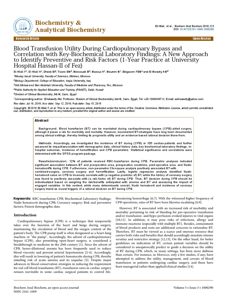 Biochemistry & Analytical Biochemistry: Research Article Open Access ...