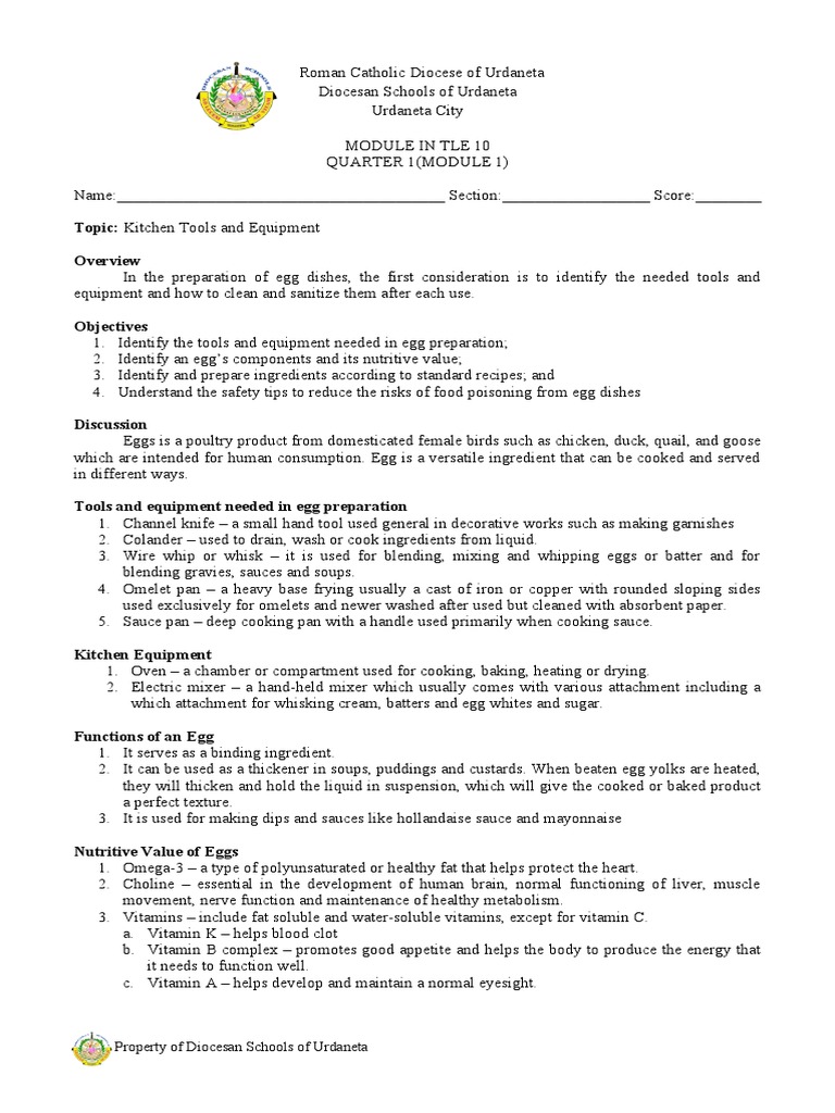 Tle 10 Quarter 1 | PDF | Egg As Food | Pasta