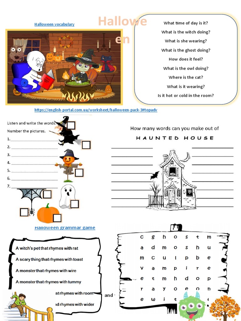Halloween Vocabulary Reading Listening Reading Comprehension Exercises ...
