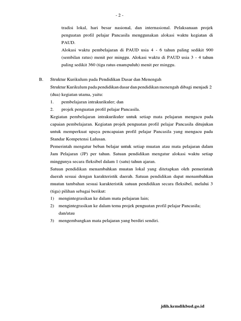 Struktur Kurikulum Merdeka Dan Pembagian Alokasi Waktu Jam Pelajaran