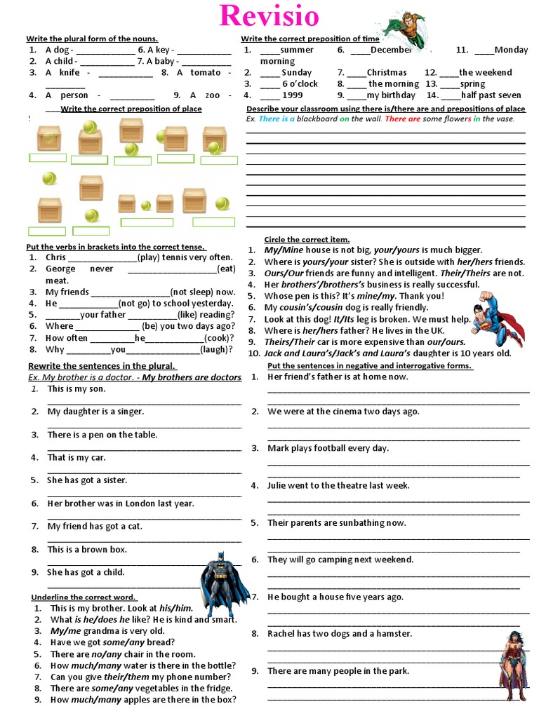Revision Elementary Grammar Drills - 106630 | PDF | Morphology | Syntax