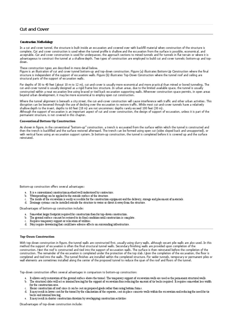 Cut and Cover (Top Down & Bottom Up) | PDF | Tunnel | Top Down And ...