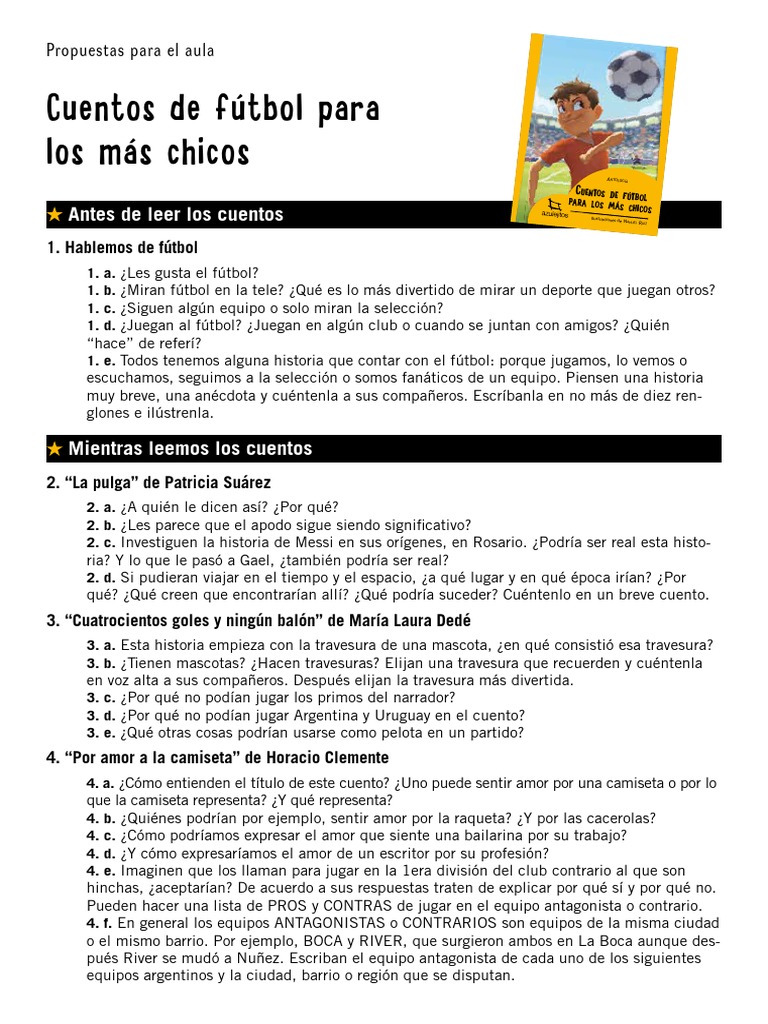 guia de lectura de cuentos de fútbol para los más chicos | PDF ...