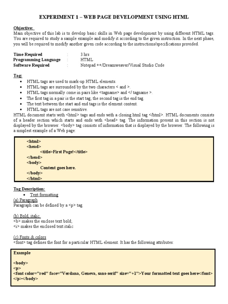 Web Experiment 1 | Descargar gratis PDF | Html Element | Html