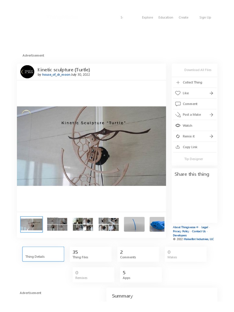 Kinetic Sculpture (Turtle) by House - of - DR - Moon - Thingiverse | PDF