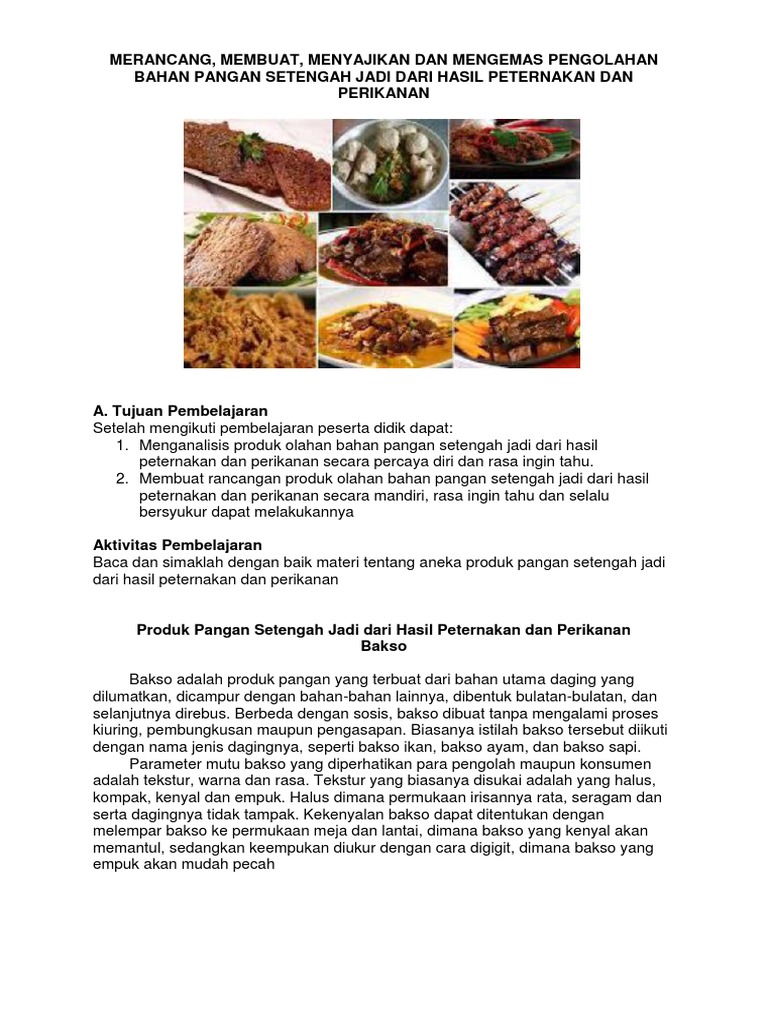 Materi 3 Pengolahan Makanan Dari Bahan Setengah Jadi | PDF