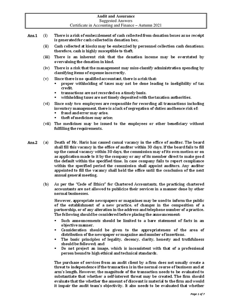 CAF 8 Autumn 2021 | PDF | Audit | Business