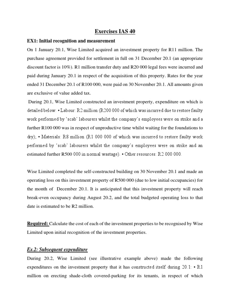Exercises - Ias 40 - EN | Download Free PDF | Fair Value | Lease