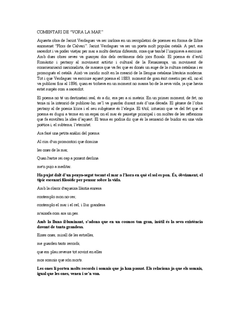 Anàlisi Vora El Mar | PDF