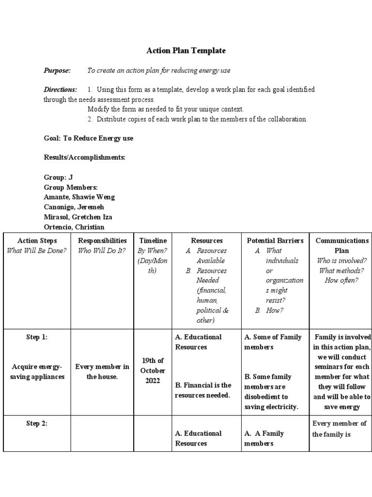 Action Plan Template | PDF