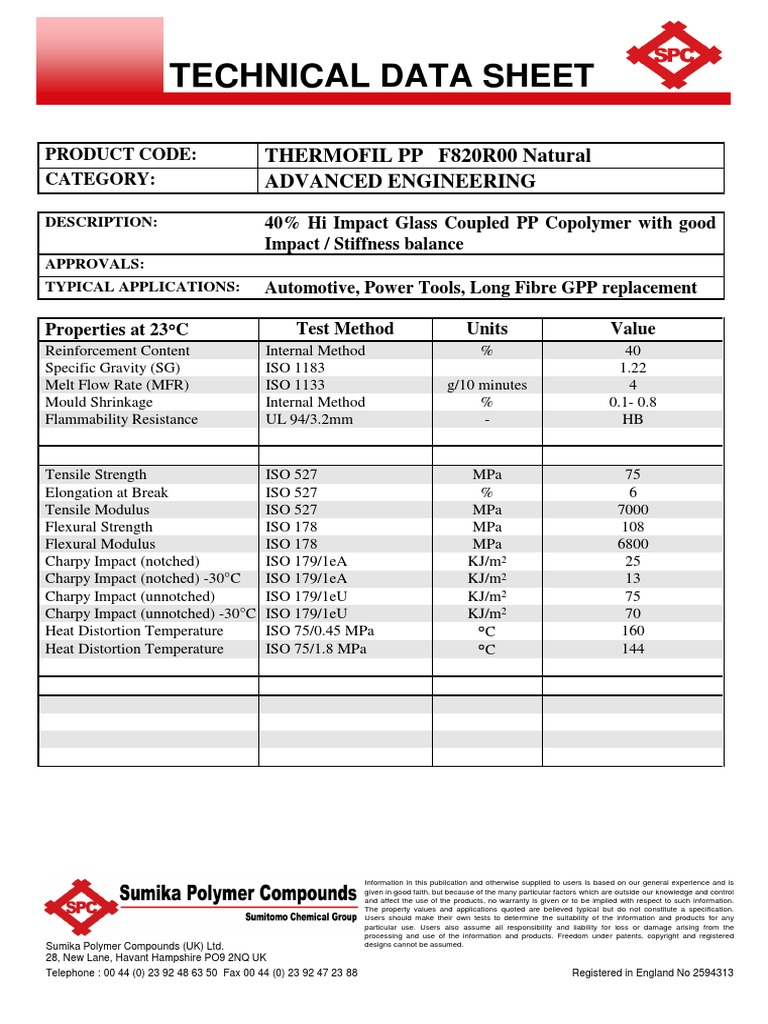 Technical Data Sheet - TheRMOFIL PP F820R00 Natural-Sumika Polymer ...