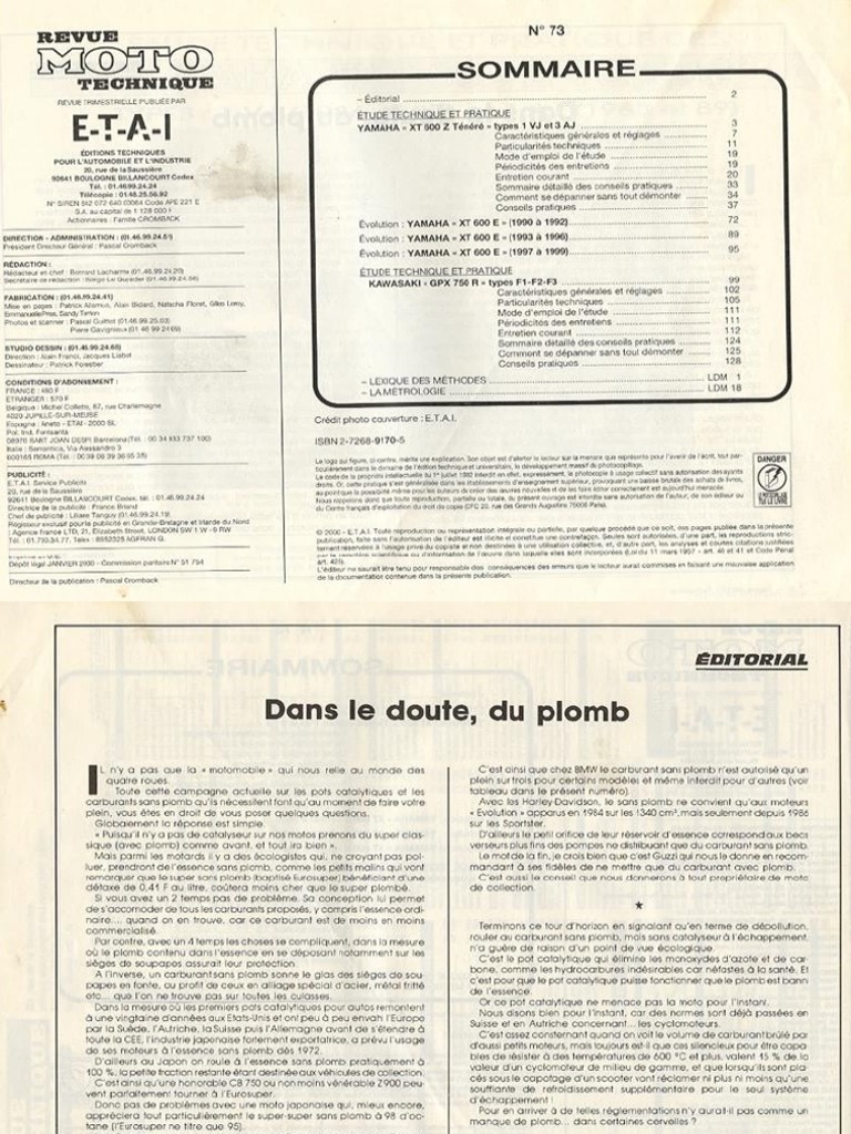 Yamaha XT 600 Z Tenere 3AJ | PDF