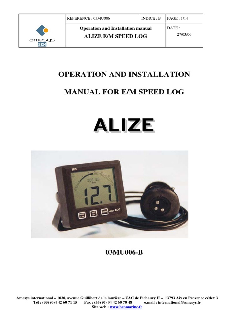 Electromagnetic Speed Log Manual | PDF | Color | Hull (Watercraft)