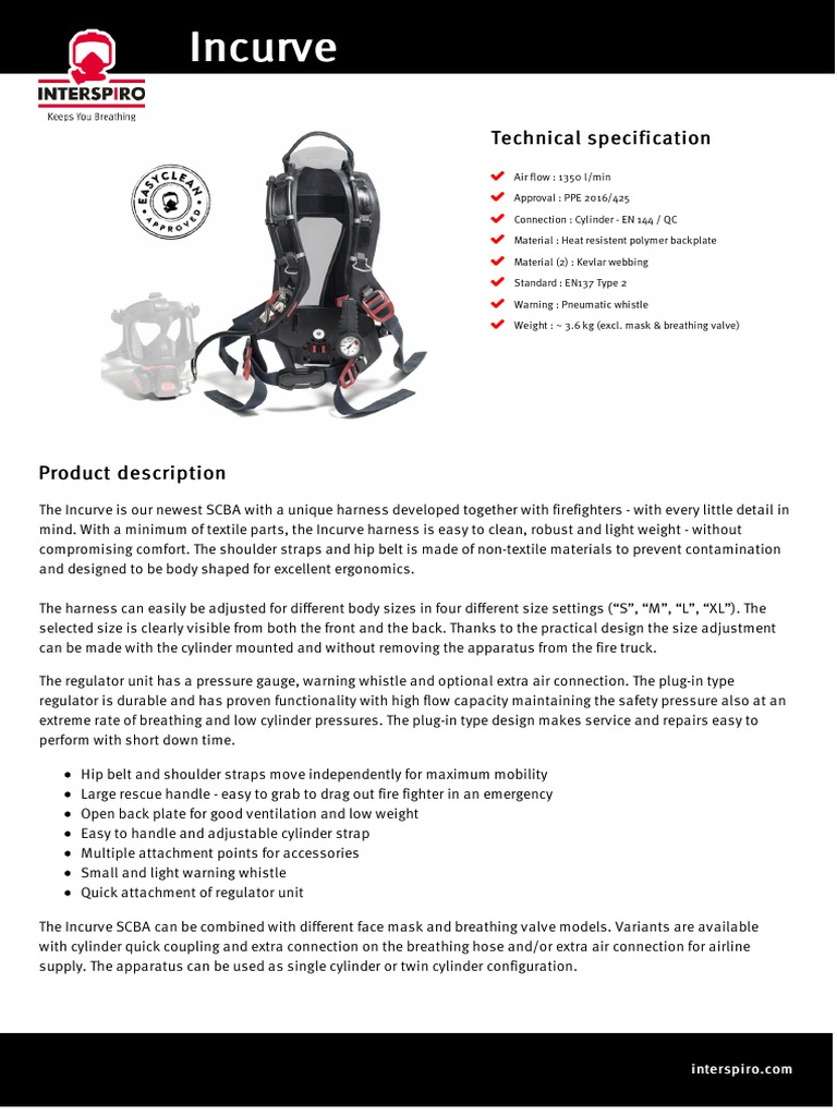 Interspiro - INCURVE | PDF | Diving Equipment | Equipment