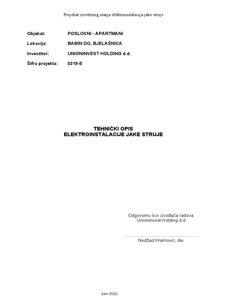 Tehnicki Opis PIS - G+a+B Vile Smuk Final | PDF