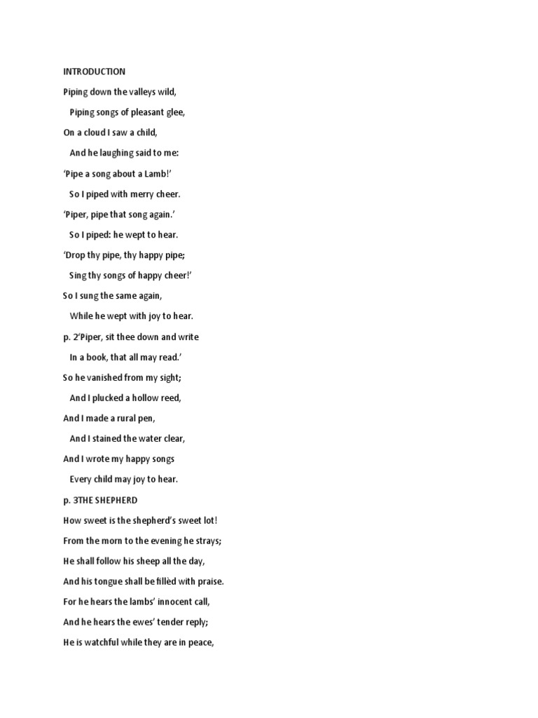 Songs of Innocence and Experience | PDF | Poetry
