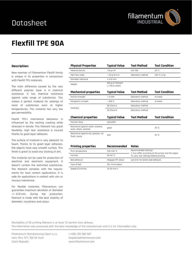 Technical Data Sheet Flexfill TPE 90A | PDF | Polymers | Chemical ...