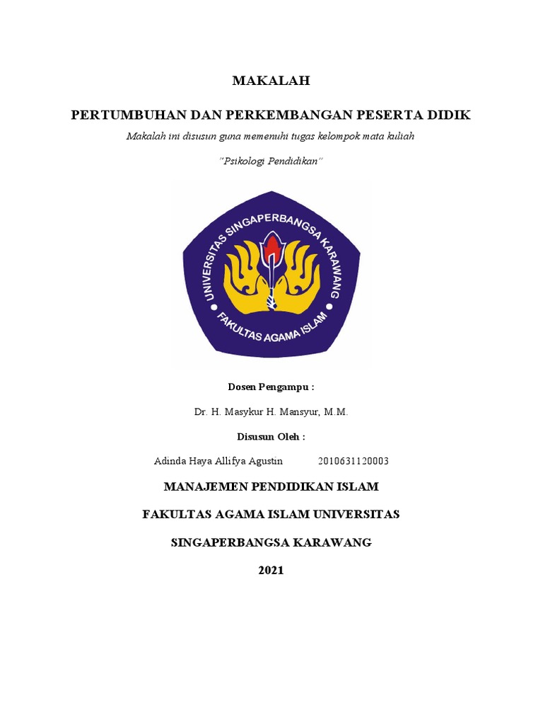 Perkembangan Dan Pertumbuhan Peserta Didik | PDF | Karier & Perkembangan | Pengembangan Diri