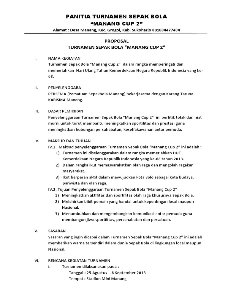 Turnamen Sepak Bola Manang Cup 2 | PDF