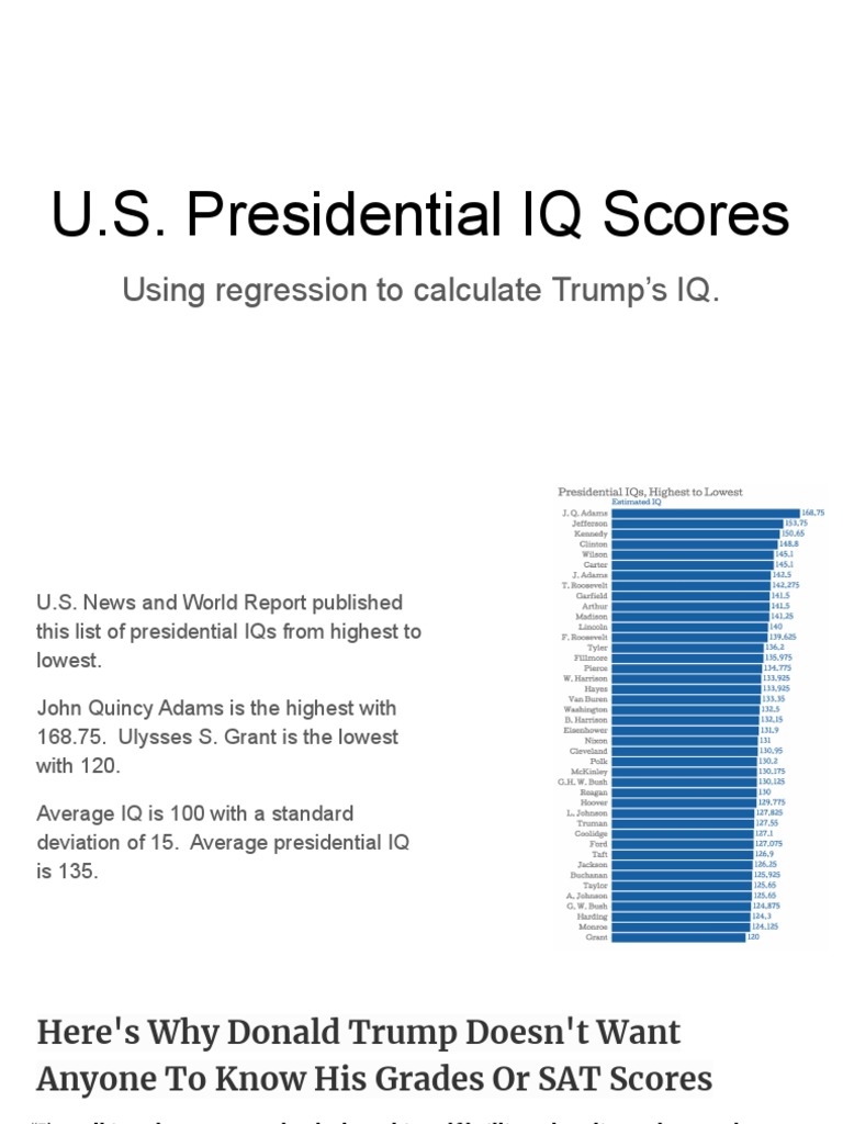 Presidential IQ Scores | PDF | Intelligence Quotient | Intelligence