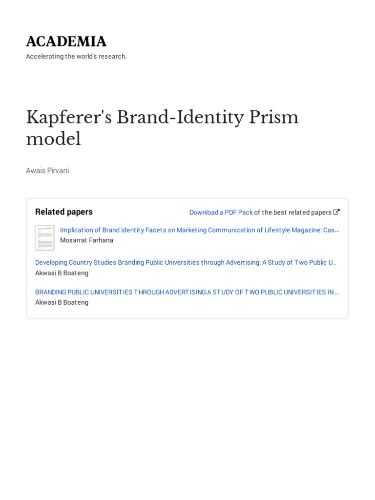 Brand-Identity Prism Model Van Kapferer EN - With-Cover-Page-V2 | Download Free PDF | Brand ...