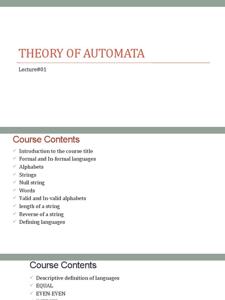 Lecture#01,2 | PDF | String (Computer Science) | Automata Theory