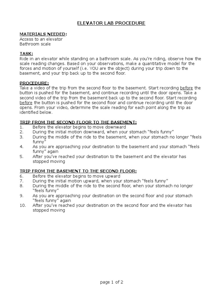 Elevator Lab | PDF | Elevator | Force