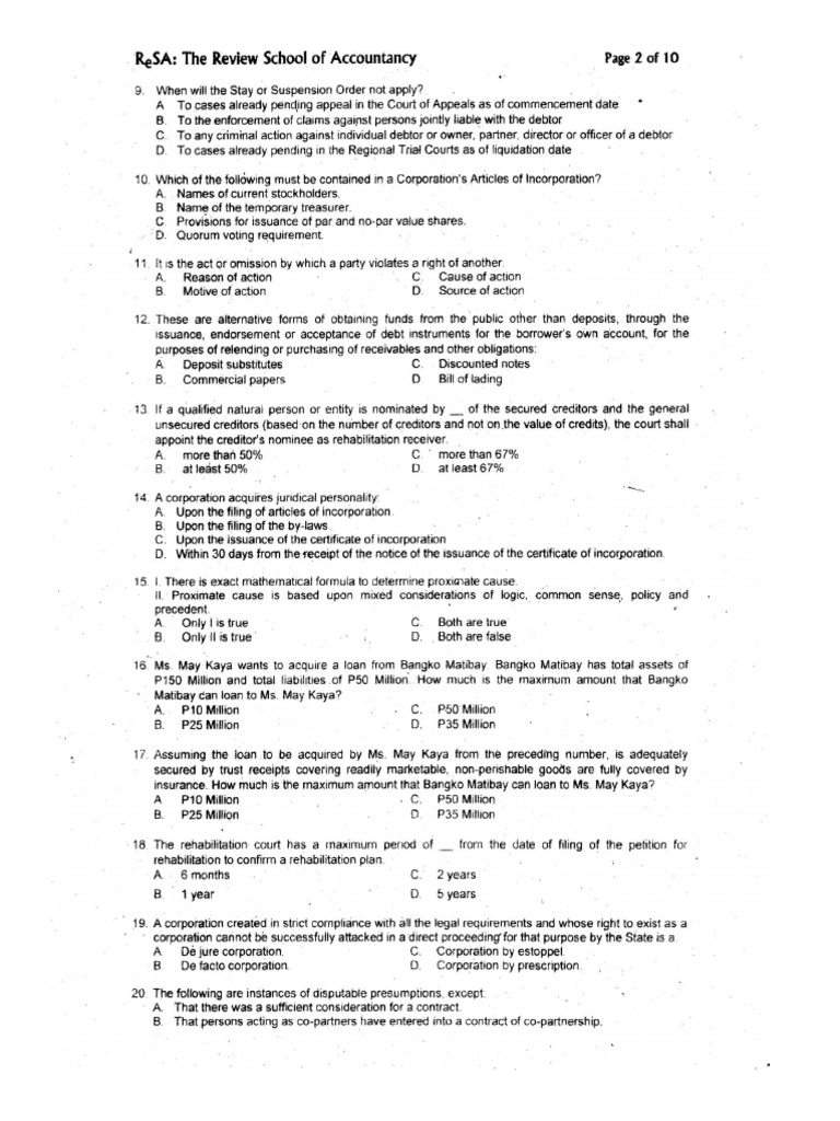 Resa RFBT 2 Final Preboard May 2018 | PDF