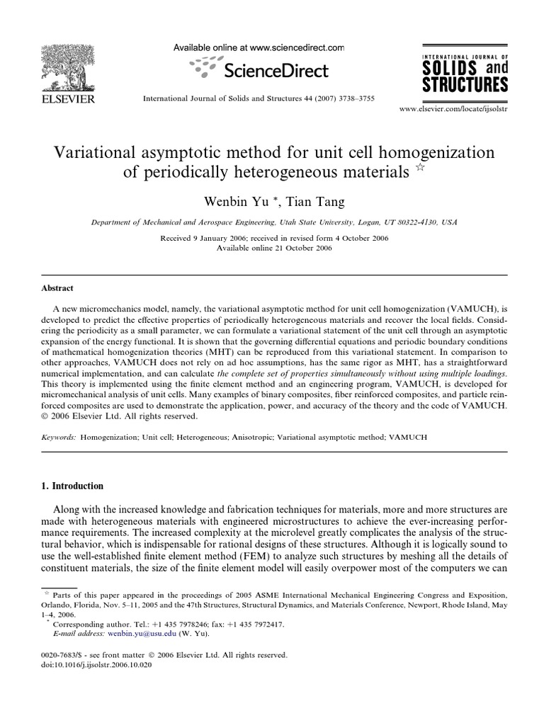 Variational Asymptotic Method For Unit Cell Homogenizationof Periodically Heterogeneous ...