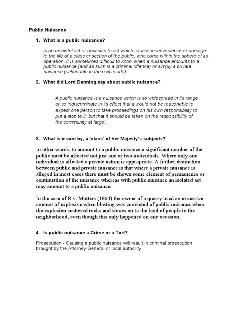 Public Nuisance Revision | PDF | Nuisance | Ethical Principles