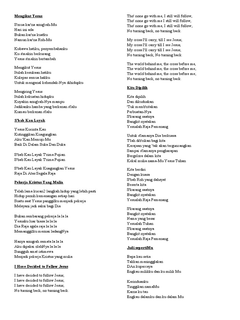 Lagu Pujian Ibadah Gelombang 3 (30 Oktober 2022) | PDF