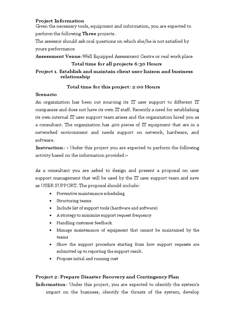 IT Projects: User Support, Disaster Recovery, Infrastructure Design ...