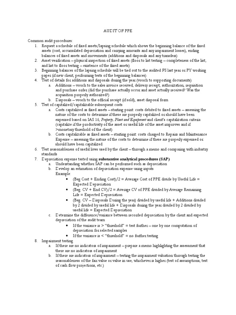 Audit of PPE Annotated | Download Free PDF | Depreciation | Book Value
