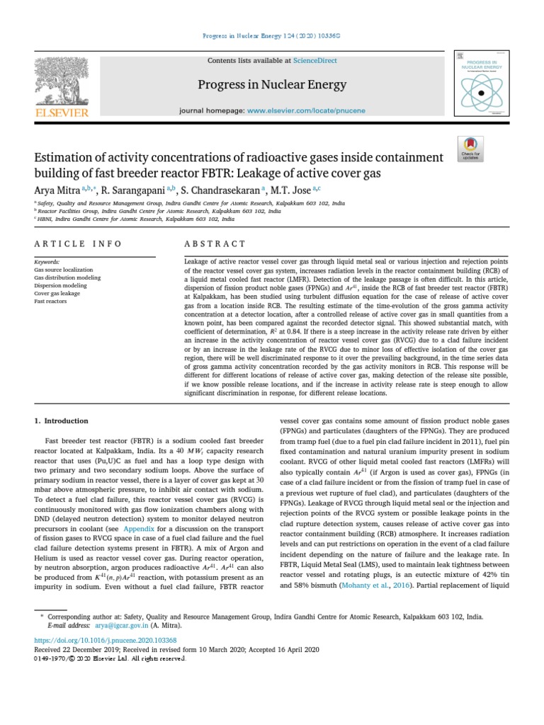 Arya Mitra Paper FBTR 1 s2.0 S0149197020301207 Main | PDF | Nuclear ...