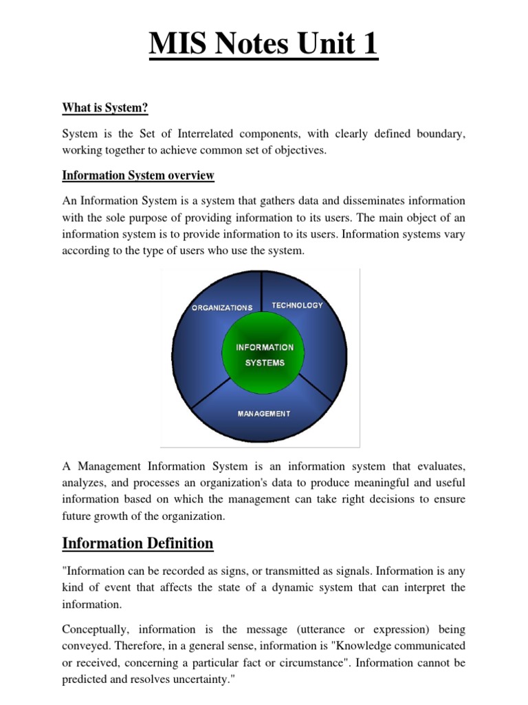 Ism Notes Unit 1 Pdf Information Information System