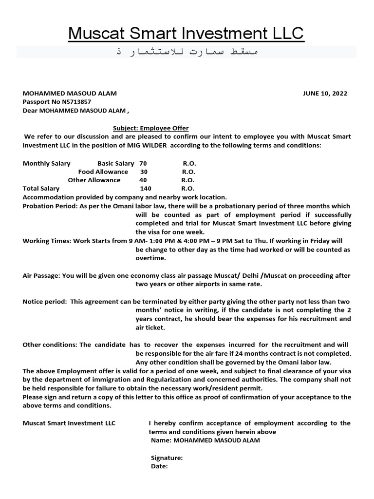 Mohammed Masoud Alam | PDF | Employment | Travel Visa